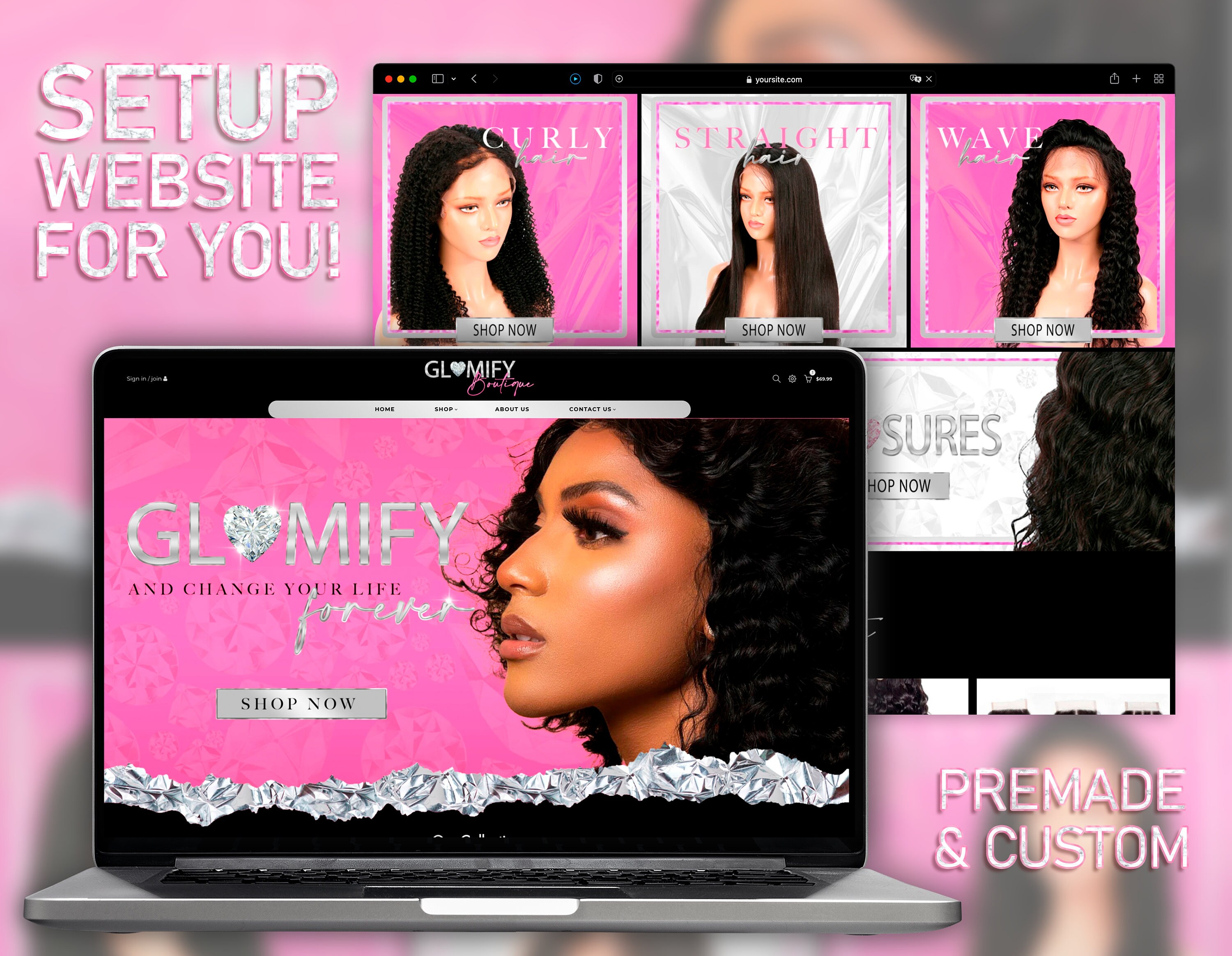 Premade Shopify Website Silver Website Design for Beauty - Etsy