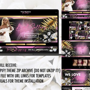 Clothes Website Banner Template, Tropical and Diamonds, Shopify Website ...