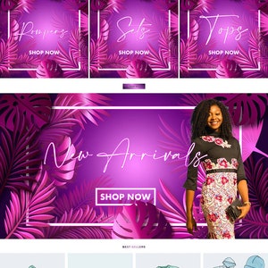 Clothes Website Banner Template Tropical and Diamonds | Etsy