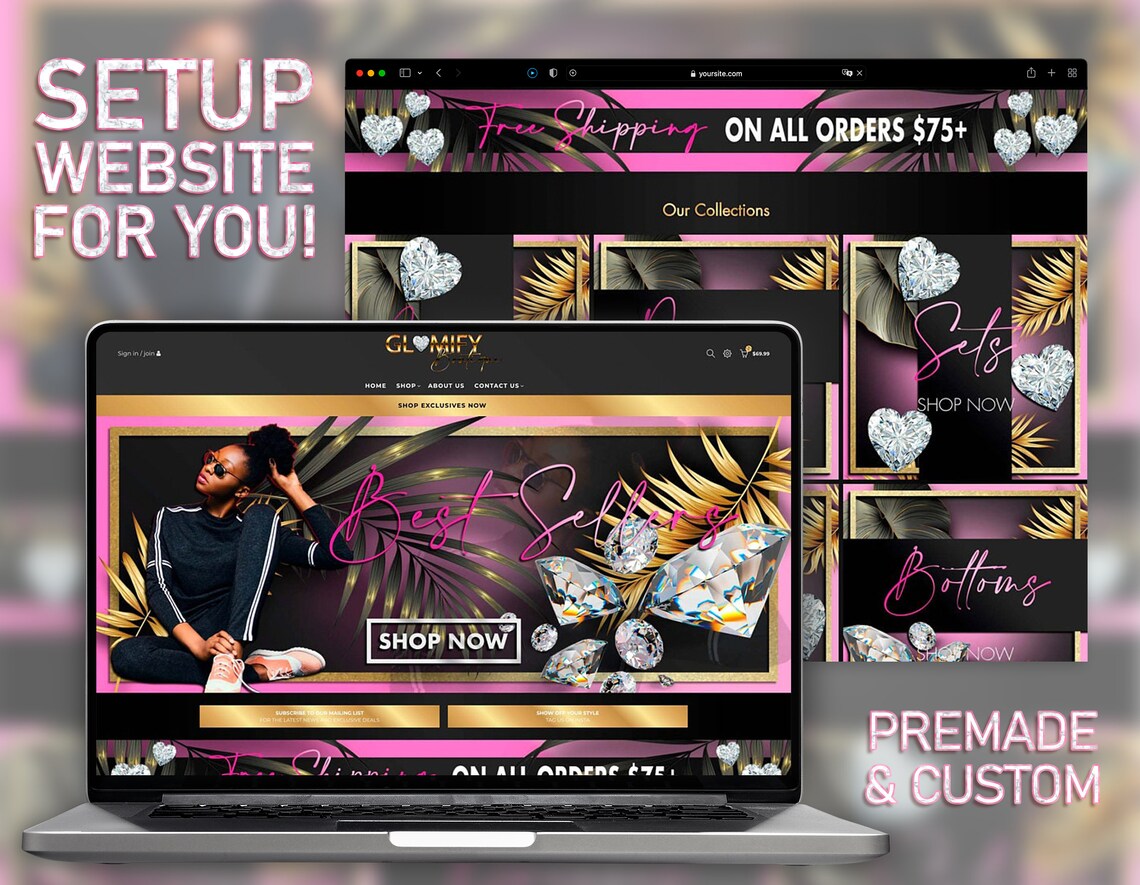 Clothes Website Banner Template Tropical and Diamonds - Etsy