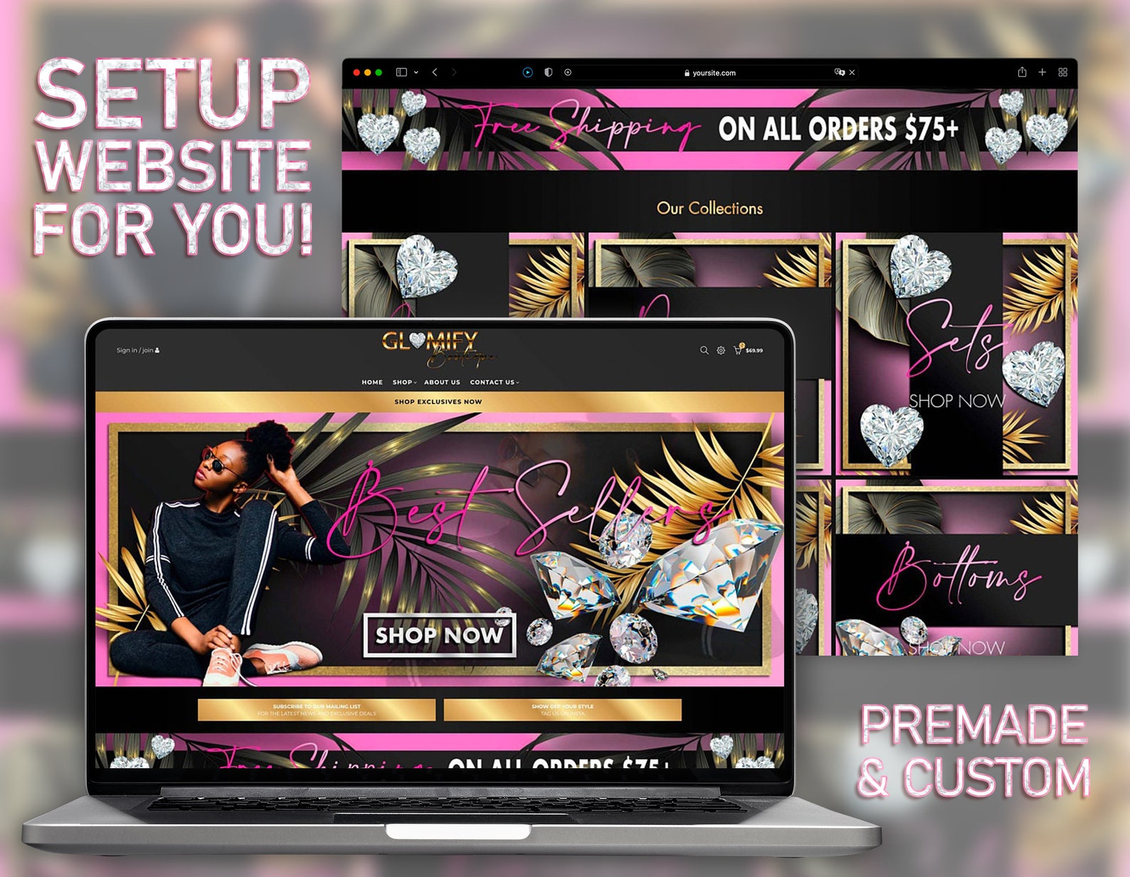 Clothes Website Banner Template Tropical and Diamonds - Etsy