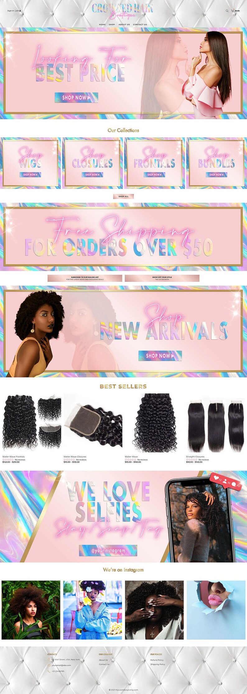 Clothes Website Banner Template Tropical and Diamonds - Etsy