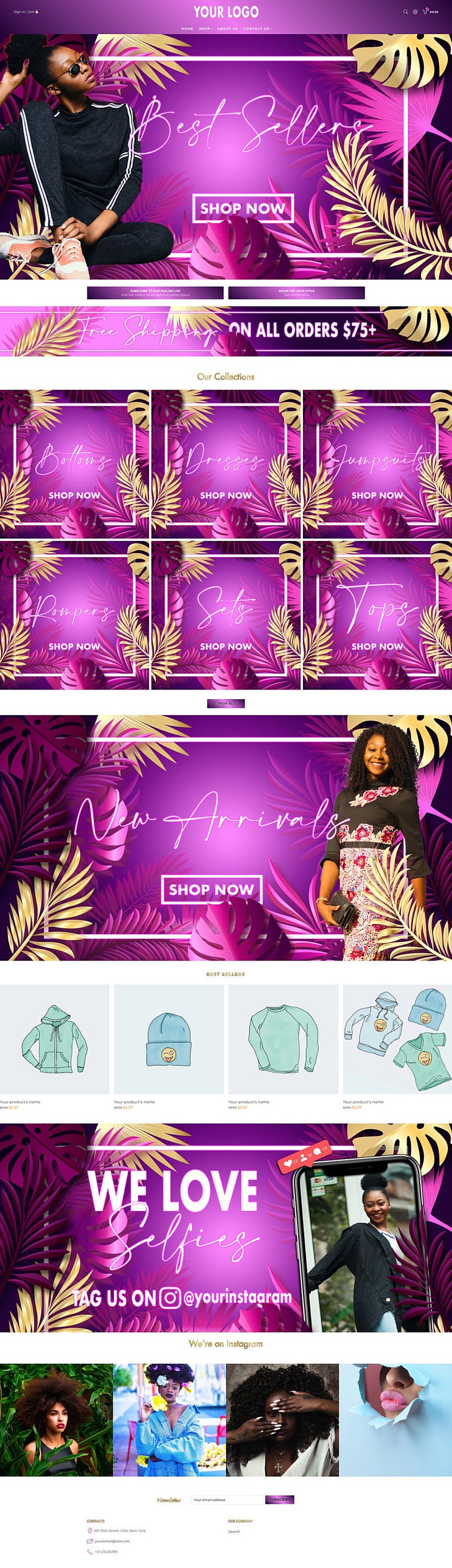 Pink & Glittery Website Banners Set Premade Logo DIY - Etsy