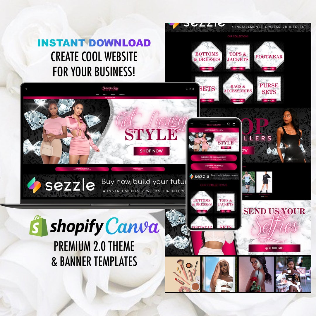 Website Template for Boutique, Shopify & Wix Website Design, Clothes ...