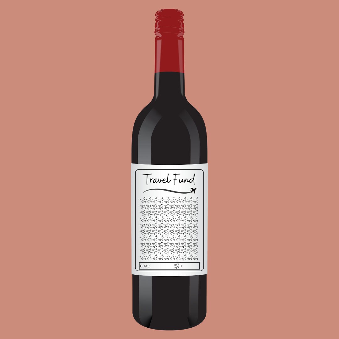 Travel Fund Wine Label Piggy Bank Saving Money Debt Budget Finance ...