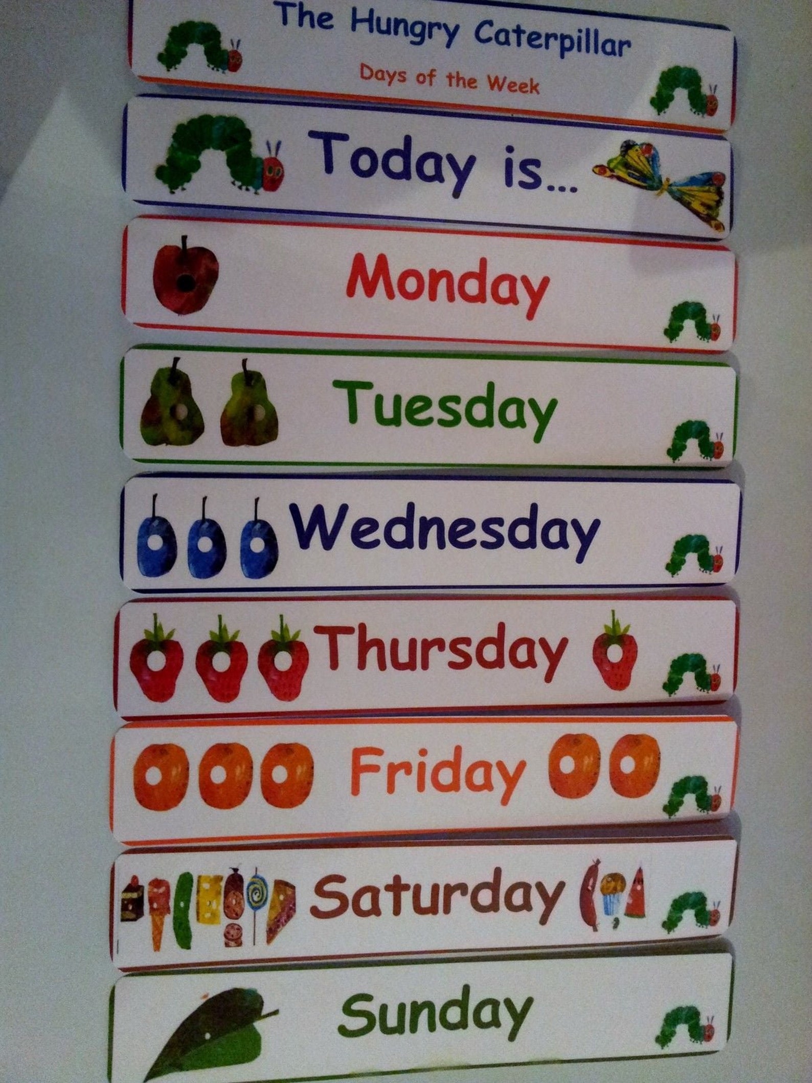The Hungry Caterpillar Days of the Week - Cards- Laminated- Topic ...