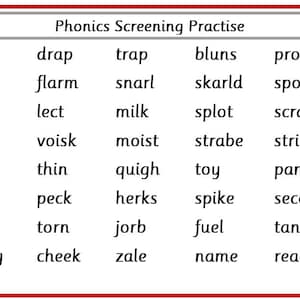 Phonics Screening Practise Sheets- 4 in a Set- Laminated A4- Year 1 ...