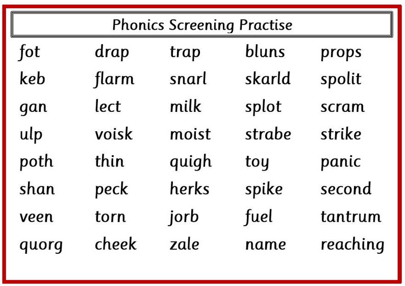 Phonics Screening Practise Sheets- 4 in a Set- Laminated A4- Year 1 ...