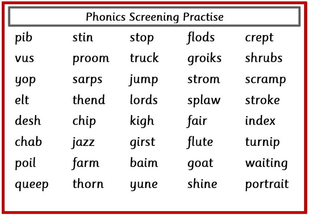 Phonics Screening Practise Sheets- 4 in a Set- Laminated A4- Year 1 ...
