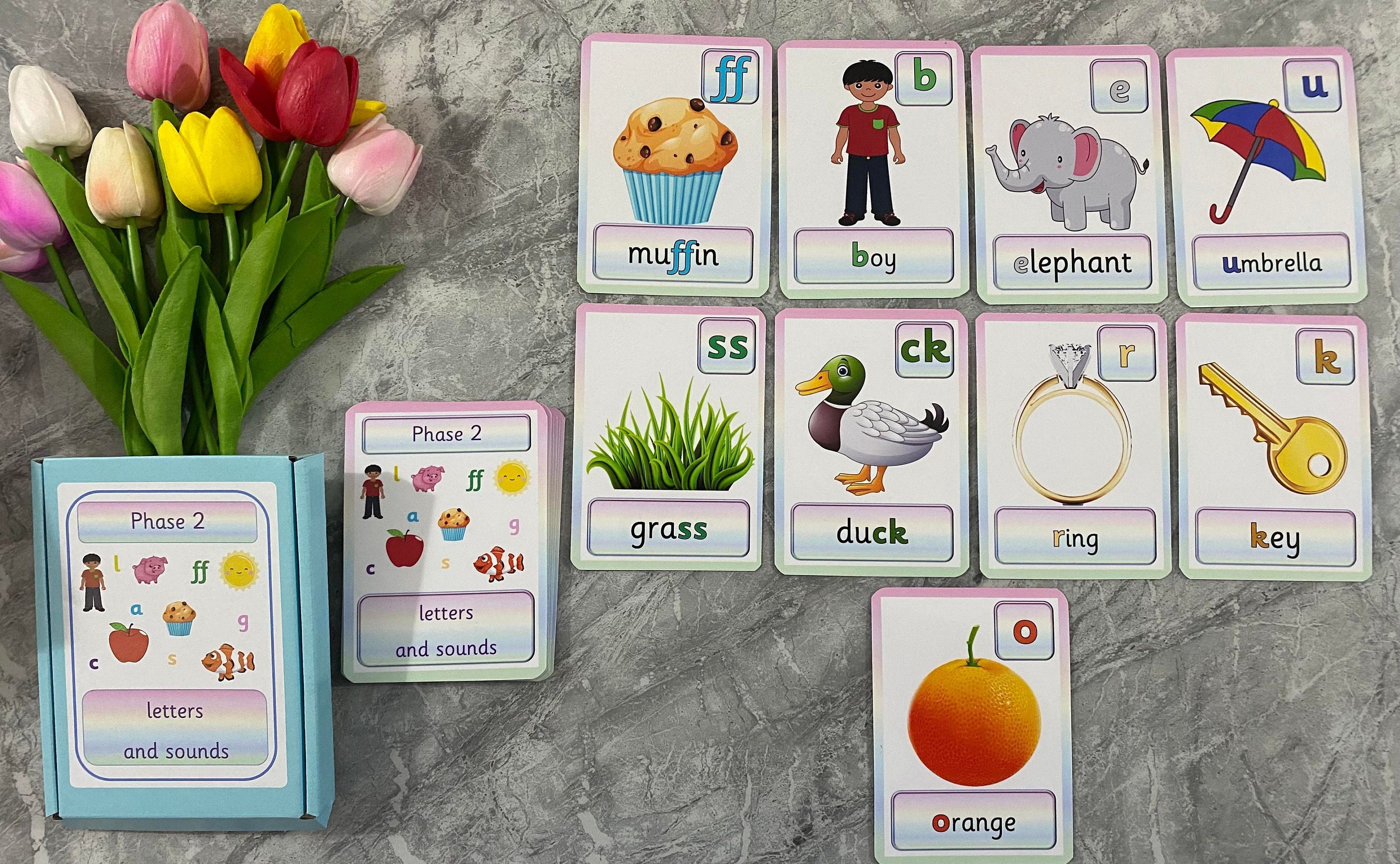 Phase 2 PHONICS Flashcards Starting School Letters and Sounds ...