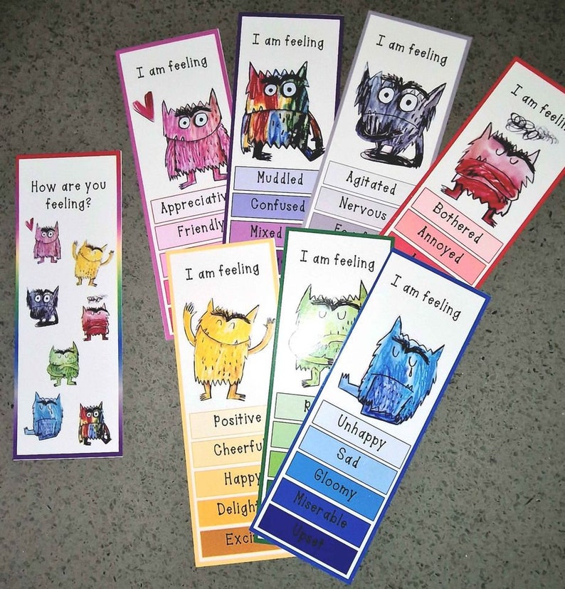 Colour Emotion Monsters- Flash Cards - Laminated - on a Ring - Feelings ...