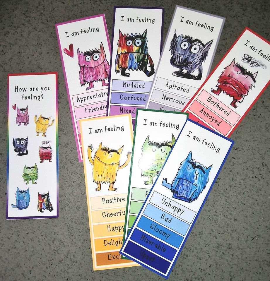 Colour Emotion Monsters- Flash Cards - Laminated - on a Ring - Feelings ...