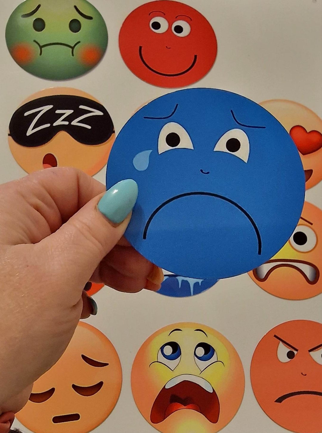 Emotion Faces - Feelings- 12x Individual Metal Round Discs- Long ...