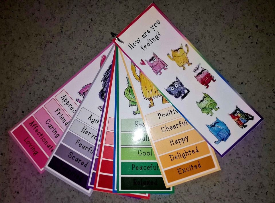 Colour Emotion Monsters Flash Cards Laminated on a Ring Feelings ...