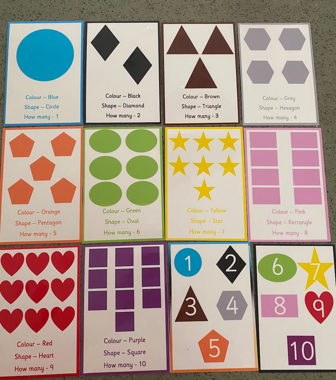 Colour- Shapes and Numbers - Flash Cards- 3 in 1 Learning- Teaching ...
