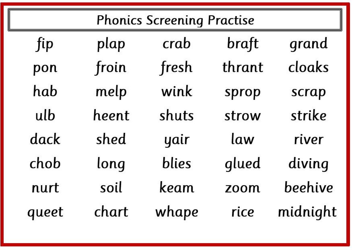 Phonics Screening Practise Sheets- 4 in a Set- Laminated A4- Year 1 ...
