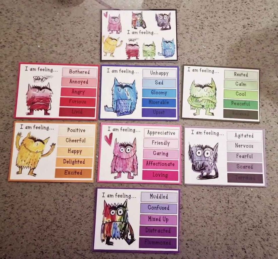Colour Emotion Monsters Flash Cards Communication SEN - Etsy UK