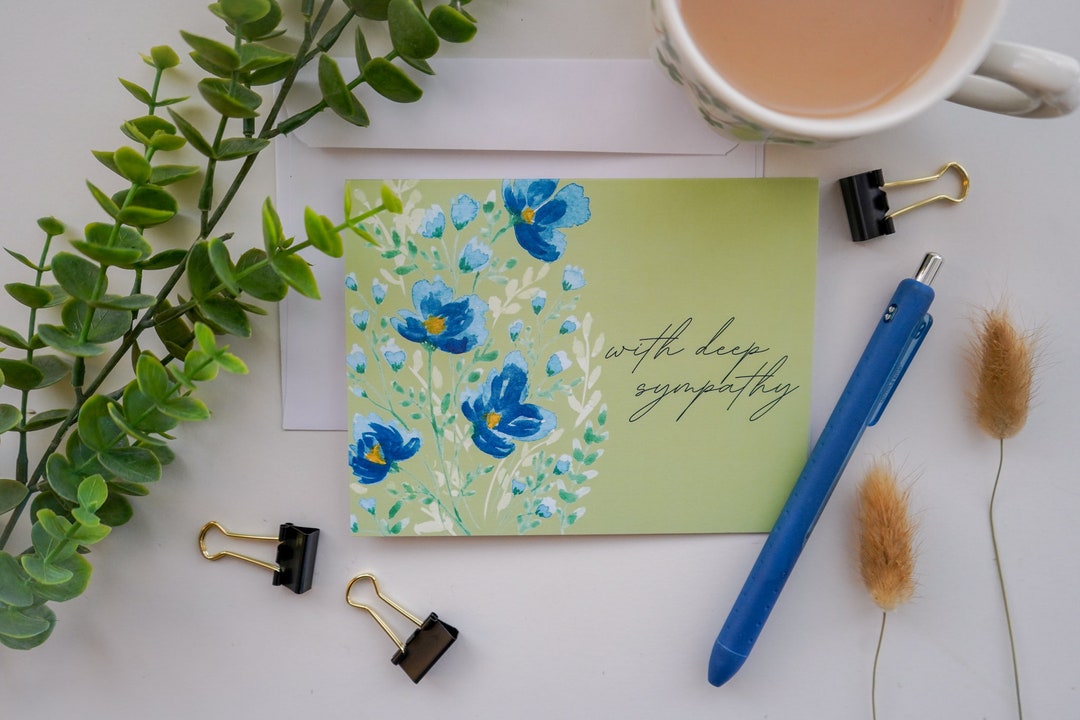 Greeting Card, With Deep Sympathy Card, Sympathy Card, Blank Card - Etsy