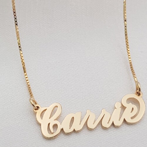 Carrie Font Name Necklace Personalized Carrie Style Etsy