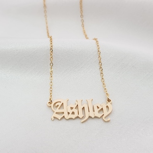 Gothic Name Necklace • Gothic Name Plate • Gothic Font Name Necklace ...