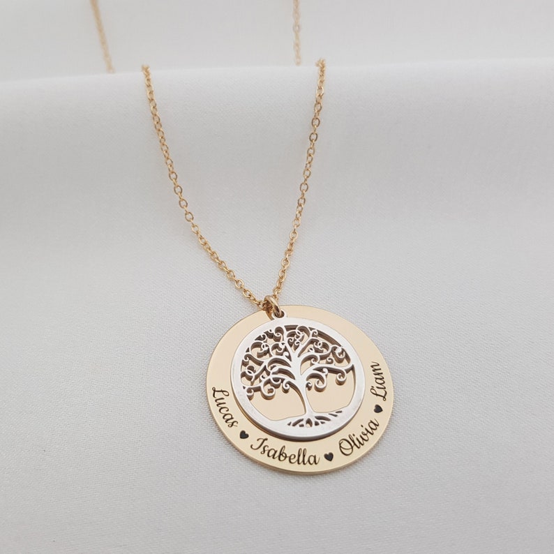 Personalized Tree of Life Necklace With Kids Names - Etsy