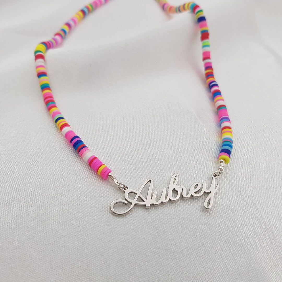 Kids Name Necklace Beaded Name Necklace Girls Name Necklace Name ...