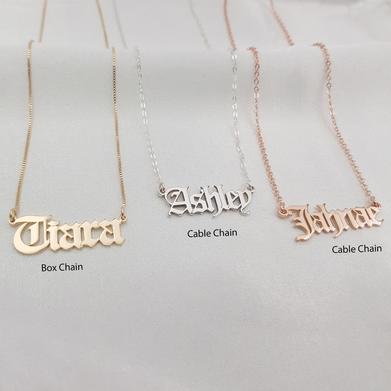 Gothic Name Necklace Gothic Name Plate Gothic Font Name | Etsy