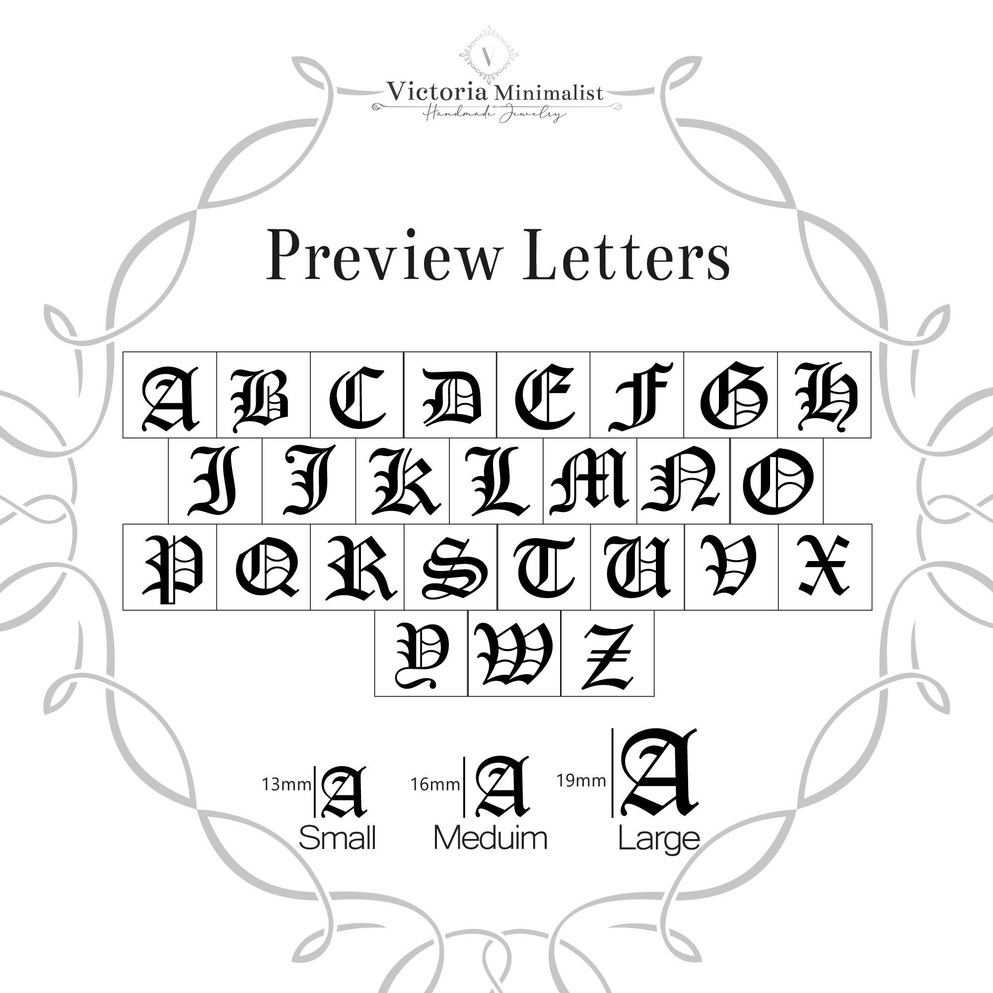 Old English Initial Necklace Gothic Initial Necklace Old | Etsy