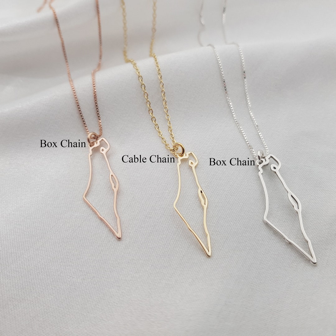 Israel Map Outline Necklace, Israel Map Silhouette Necklace, Stand With ...