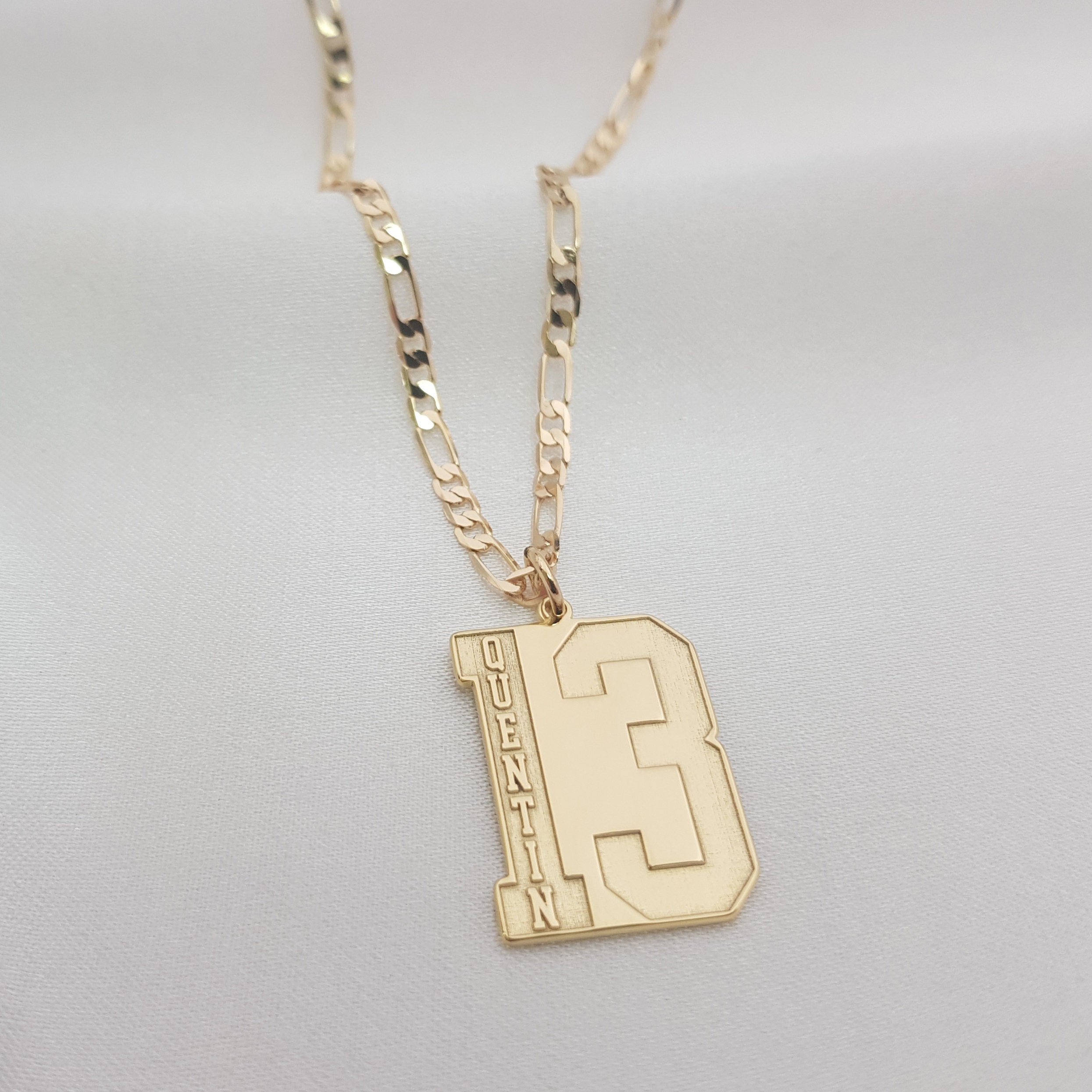 Personalized Engraved Number With Name Necklace Lucky Number - Etsy