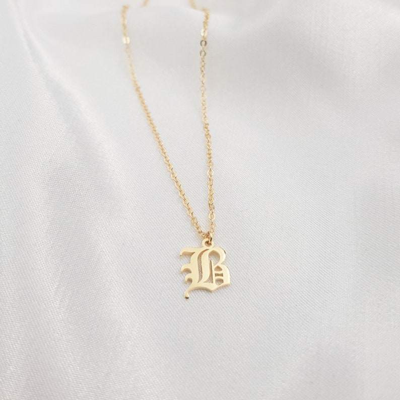 Old English Initial Necklace Gothic Initial Necklace Old | Etsy