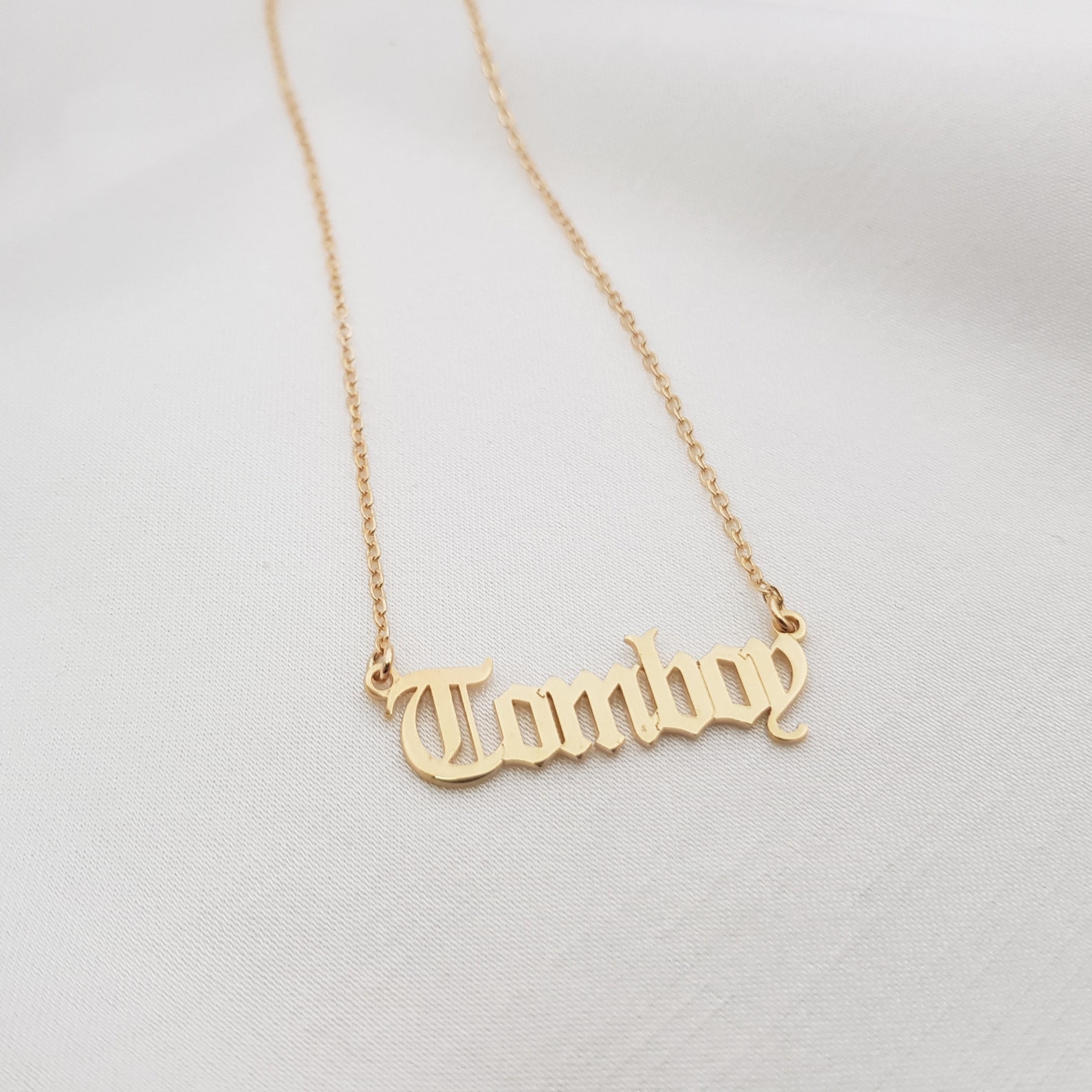 Gothic Name Necklace Gothic Name Plate Gothic Font Name - Etsy