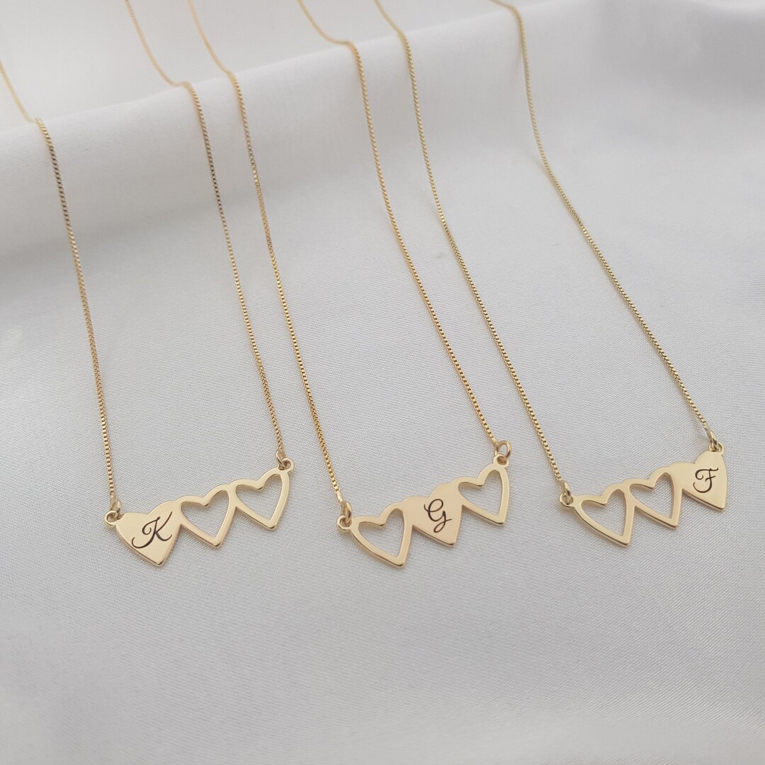 Three Sisters Necklace Heart Shape Set of 3, Big Sis Lil Sis Necklace ...