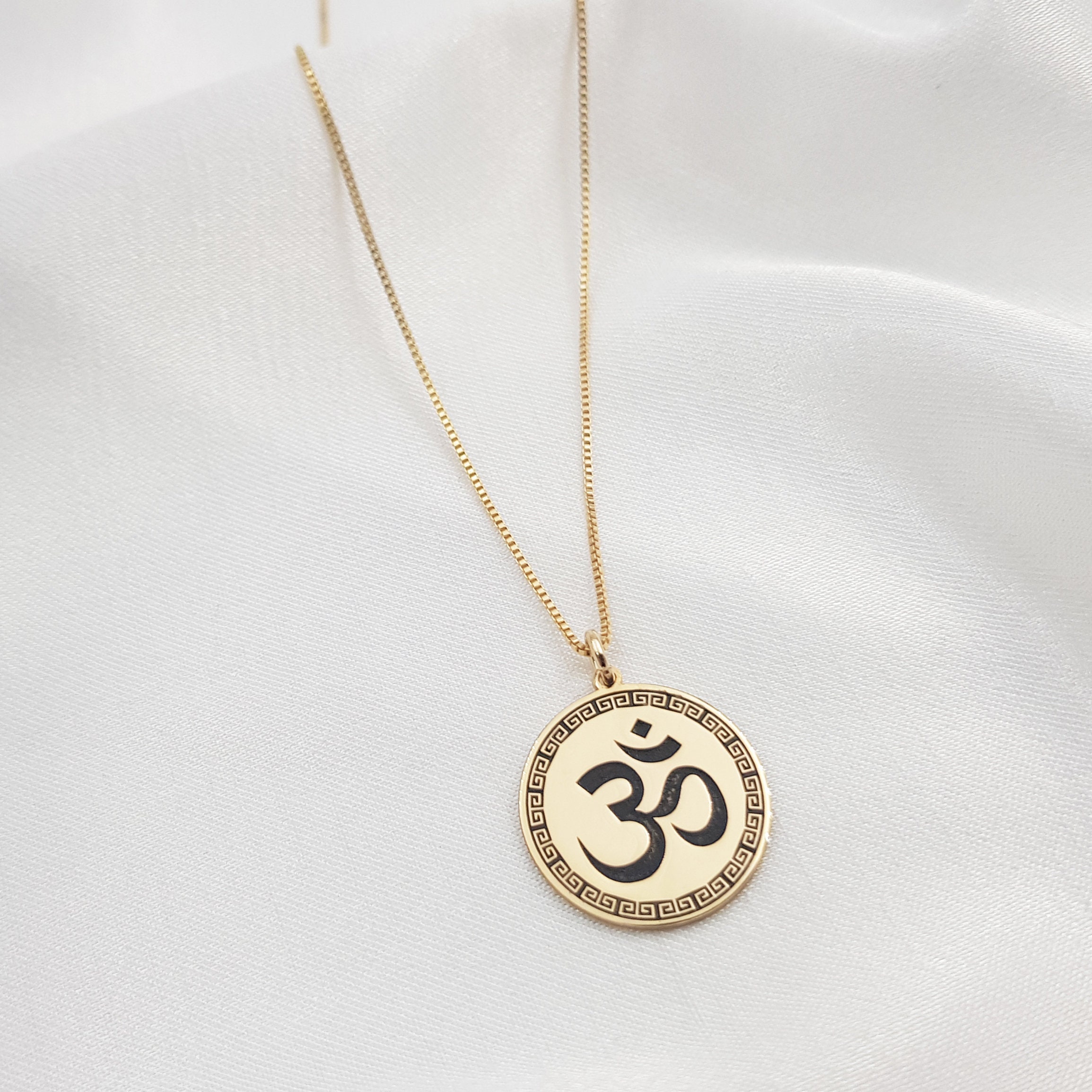 Om Necklace Engraved Coin Om Symbol Pendant Aum/om Charm - Etsy