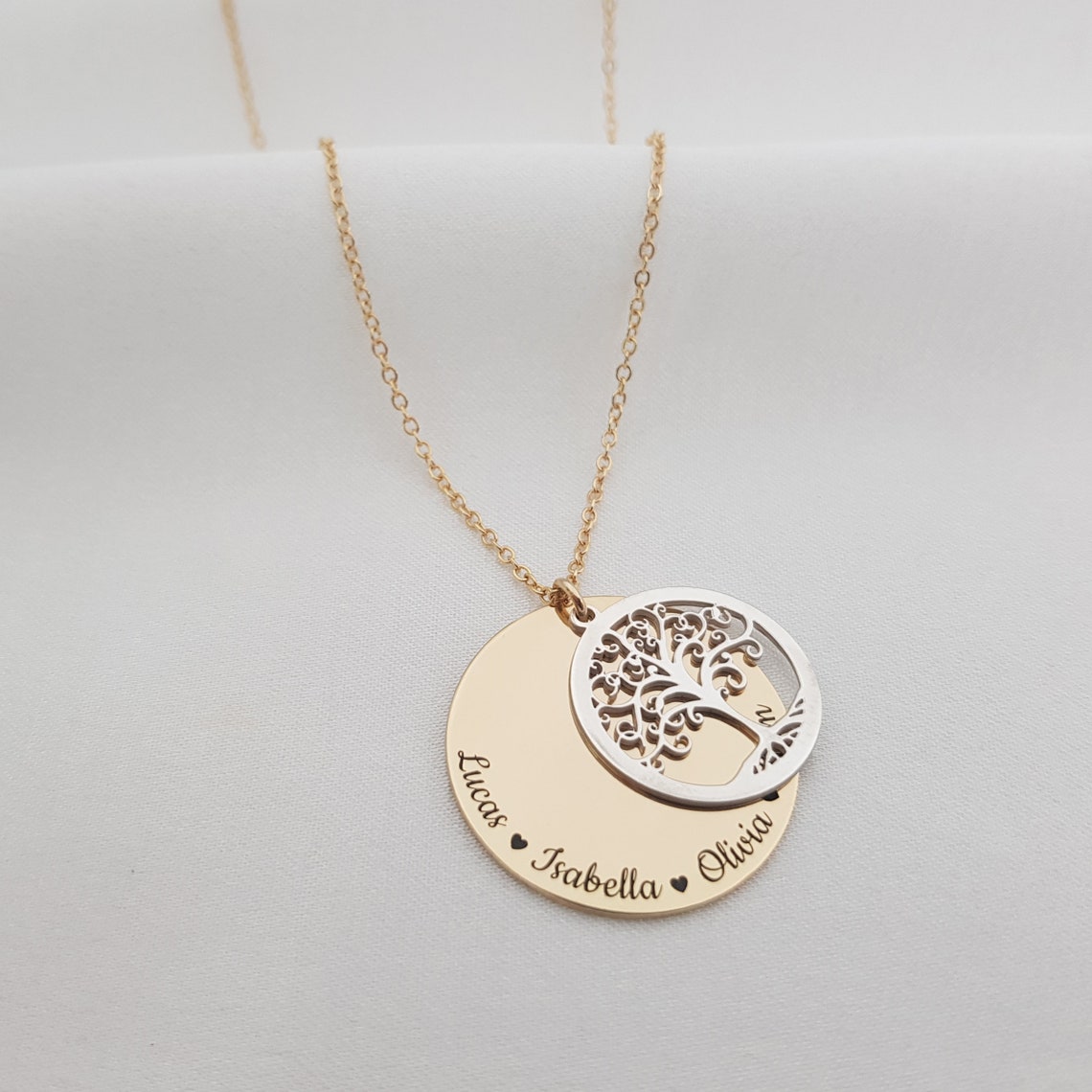 Personalized Tree of Life Necklace With Kids Names - Etsy