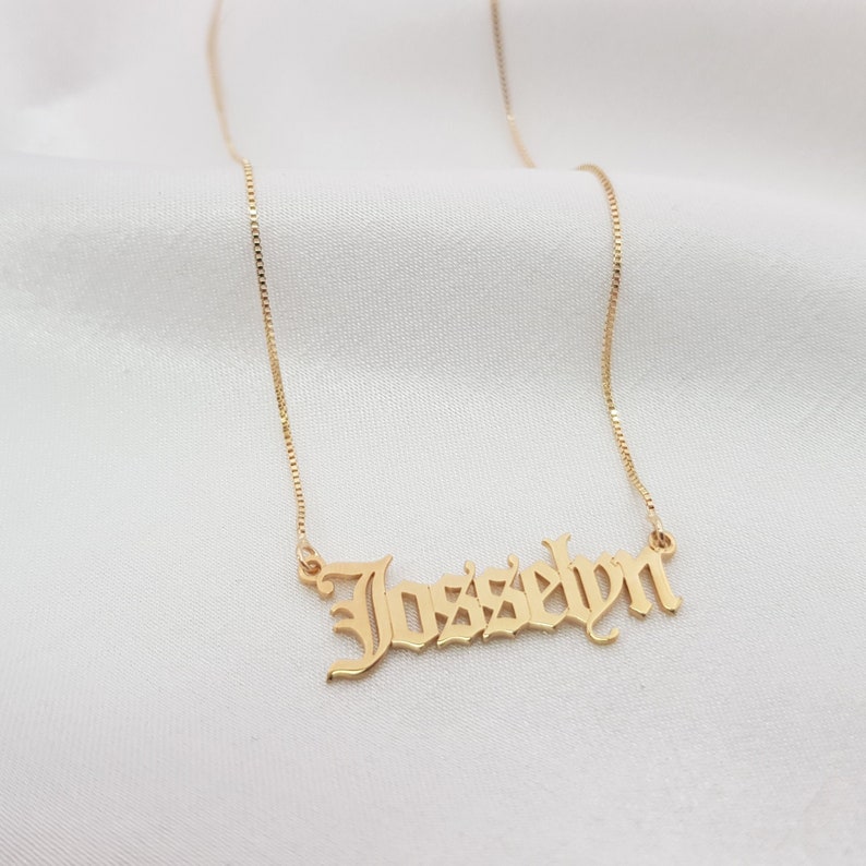 Gothic Name Necklace Gothic Name Plate Gothic Font Name | Etsy
