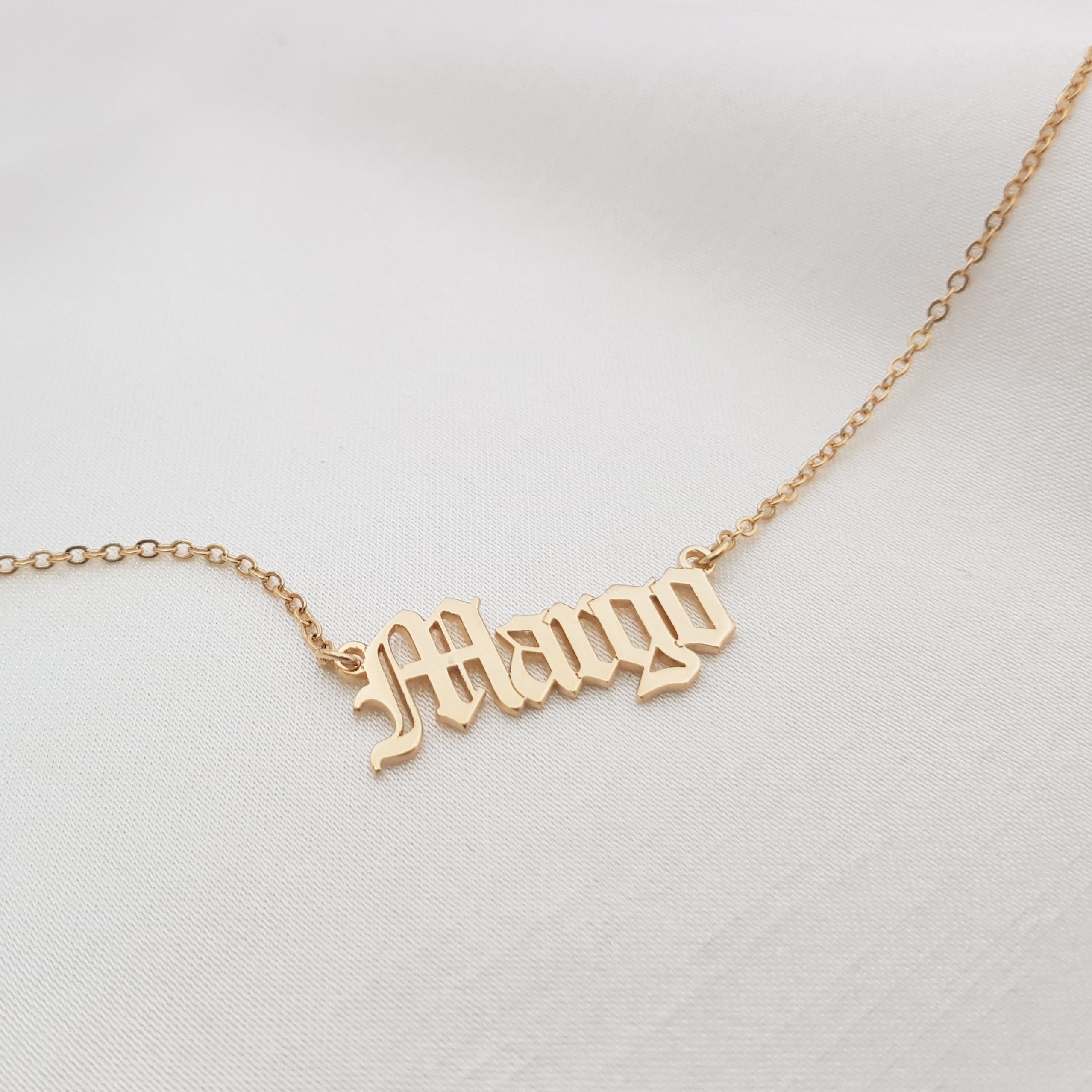 Gothic Name Necklace Gothic Name Plate Gothic Font Name | Etsy