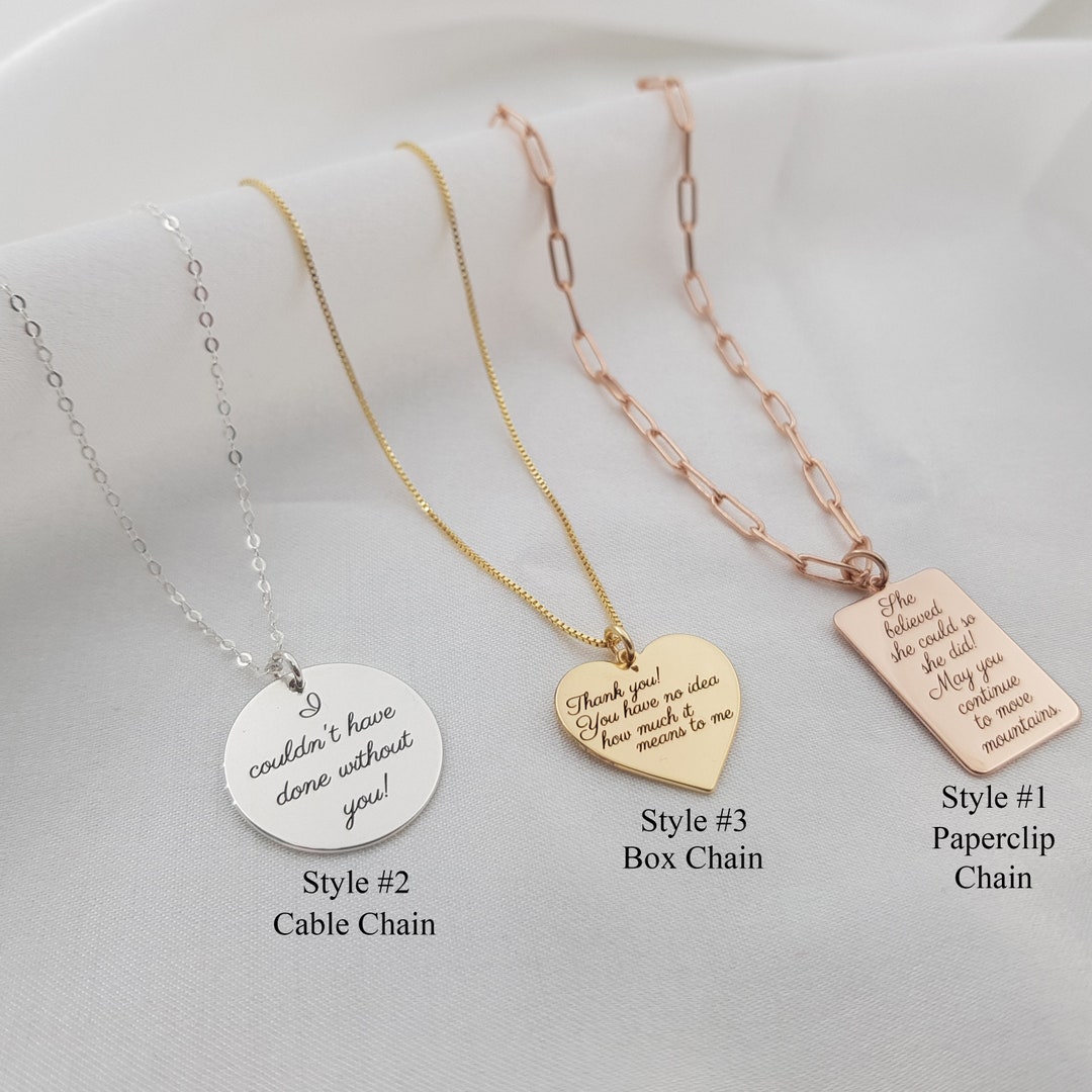 Personal Message Necklace Personalized Quotes Necklace Custom Engraving ...