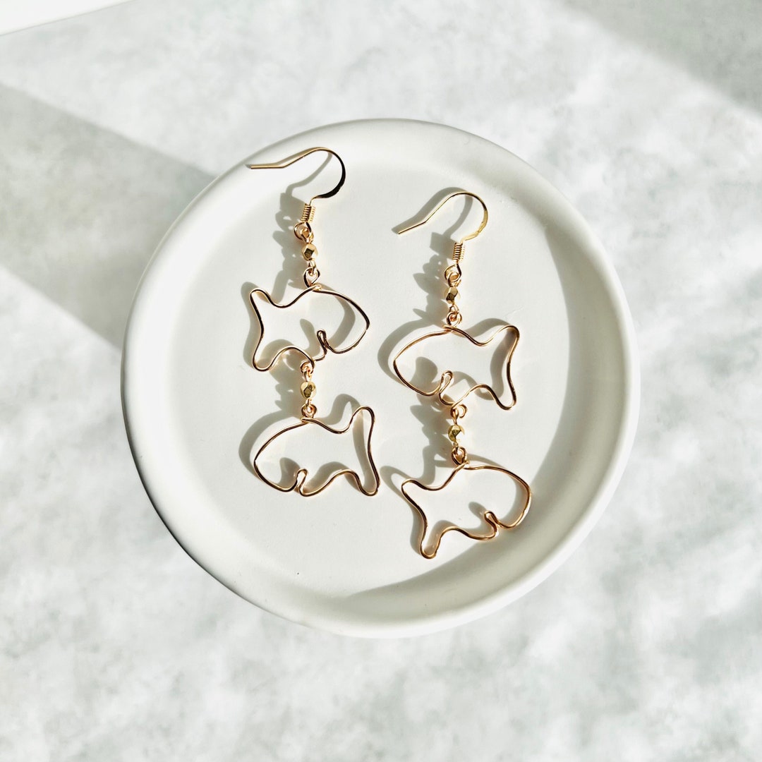 Goldfish Cracker Wire Earrings | Gold Plated Backings - Etsy