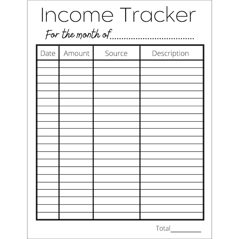 Basic Income and Expense Tracker Instant Download - Etsy