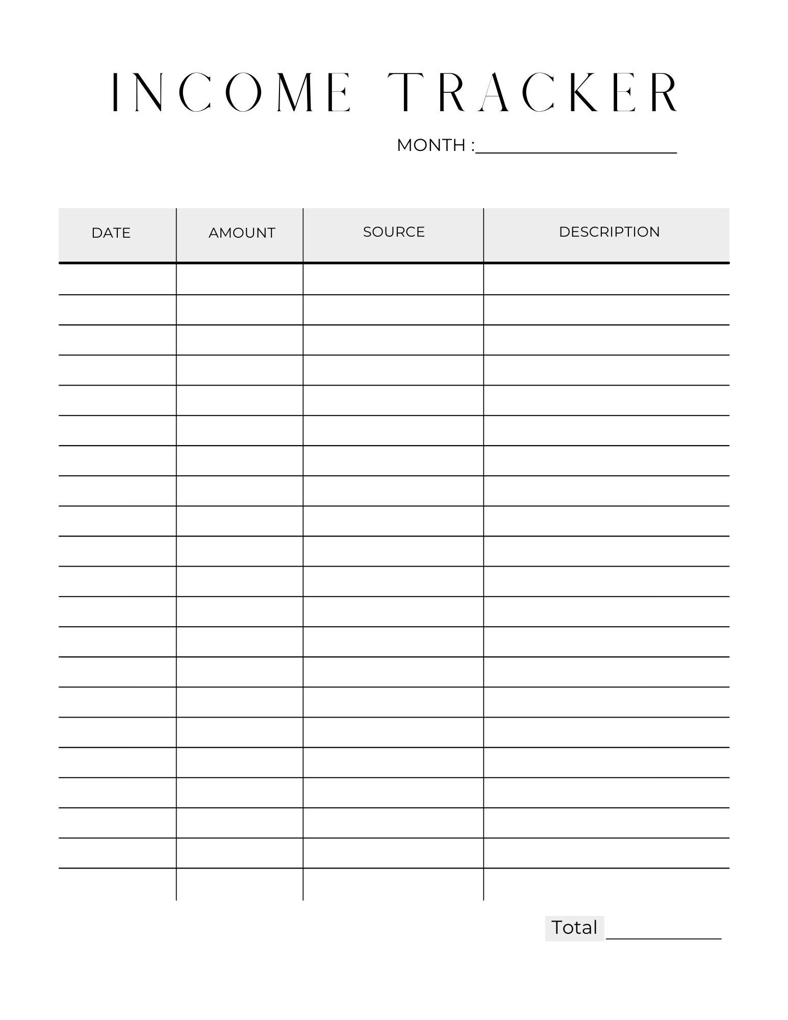 Basic Income and Expense Template, Instant Download - Etsy