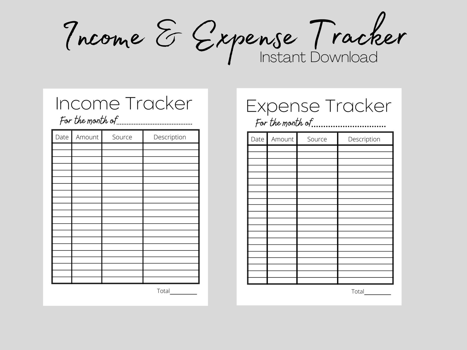 Basic Income and Expense Tracker Instant Download - Etsy