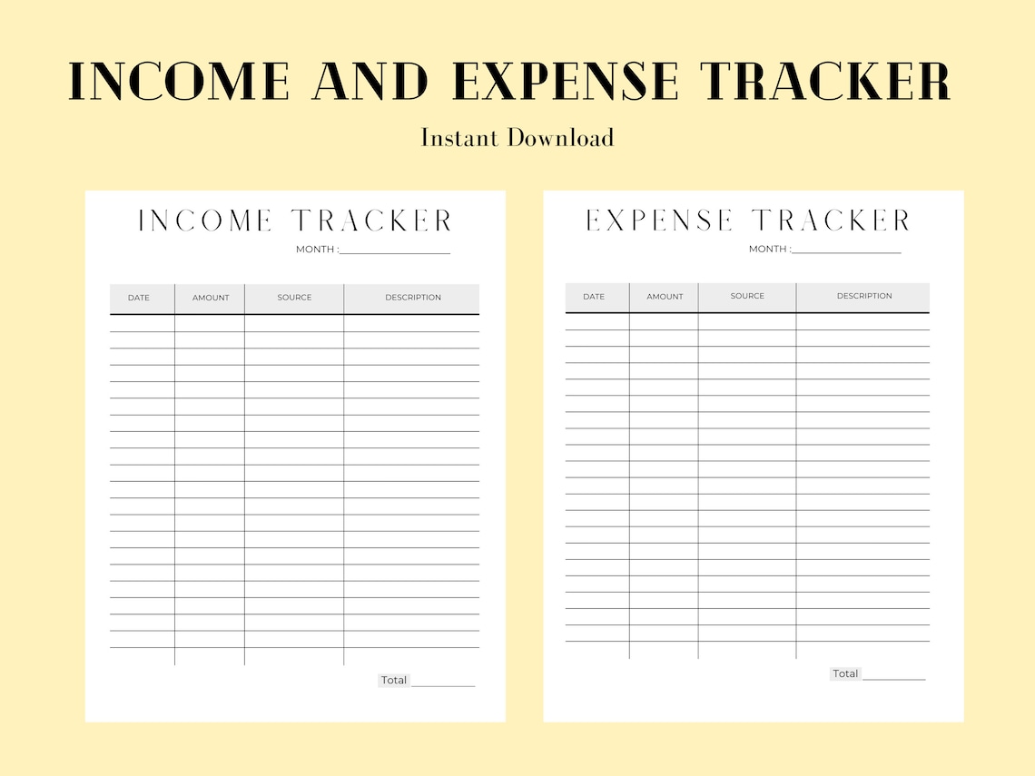 Basic Income and Expense Template, Instant Download - Etsy