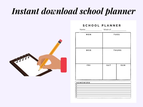 Digital Download School Planner | Etsy