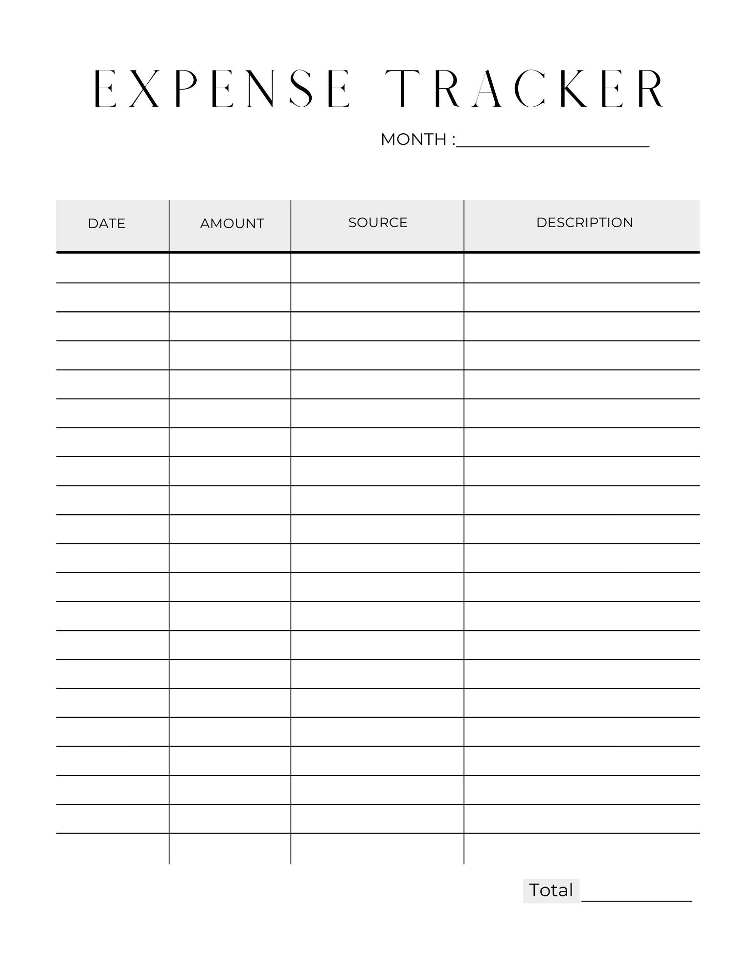 Basic Income and Expense Template, Instant Download - Etsy