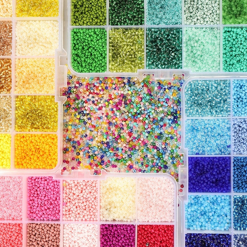 14000pcs Glass Seed Beads Kit Charm Beading Box for DIY - Etsy