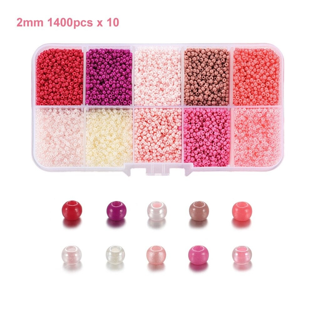 14000pcs Glass Seed Beads Kit Charm Beading Box for DIY - Etsy