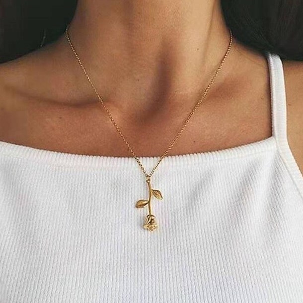 Silver Rose Flower Necklace for Wedding Floral Rose Bridesmaid - Etsy