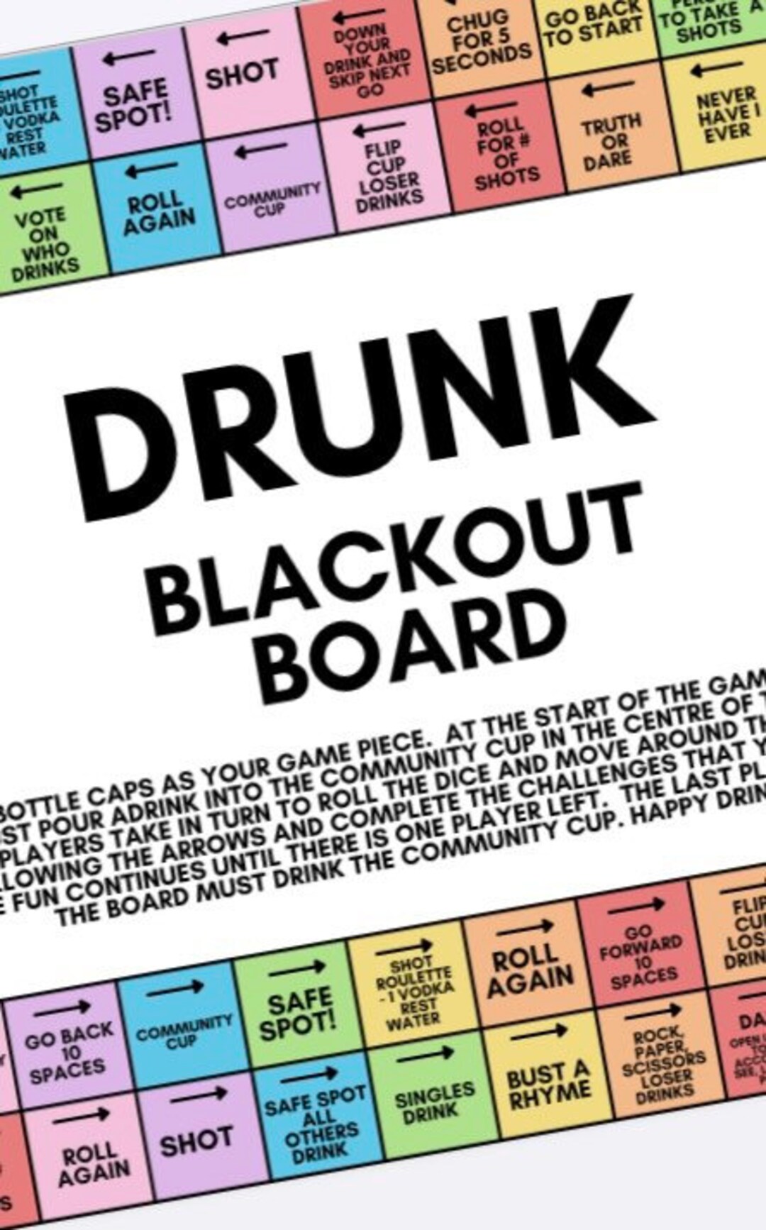 Printable Digital Download - DRUNK BLACKOUT BOARD Drinking Game - Etsy
