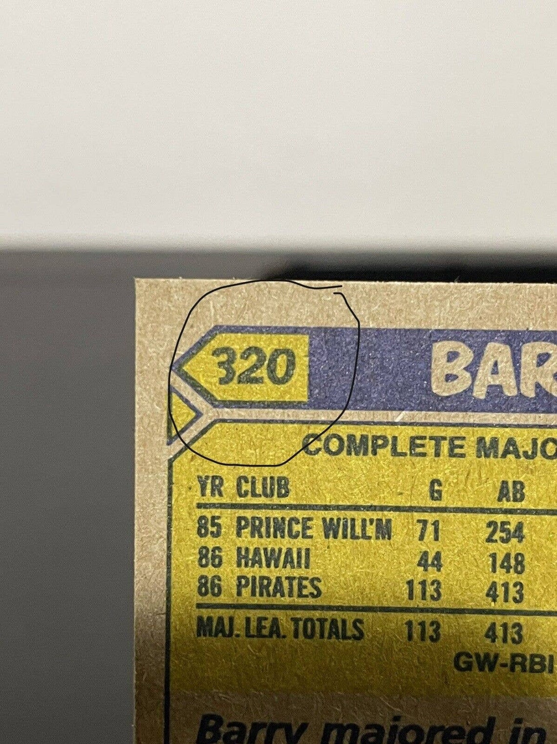 1987 Topps Barry Bonds #320 Error Card Rc Pittsburgh Pirate Rare - Etsy